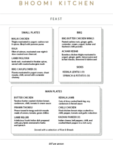 Lunch Thali Menu - Bhoomi Kitchen